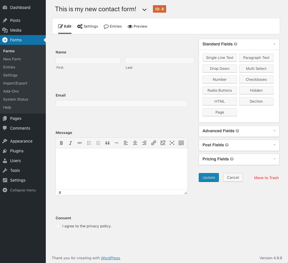 How to Create a Form in WordPress - Gravity Forms