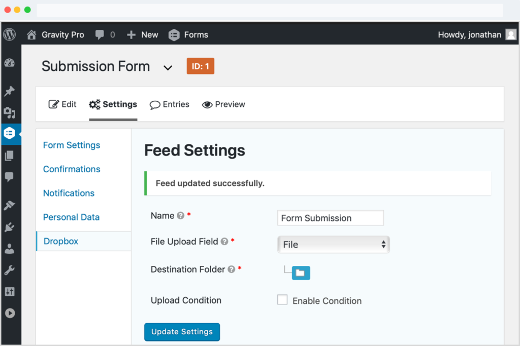 Dropbox Add-On 2.5 Update - Gravity Forms
