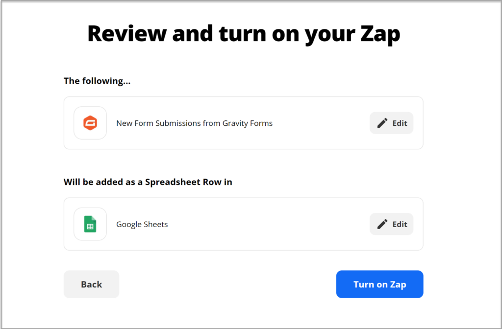 Gravity Forms to Google Sheets Using Zapier Integration