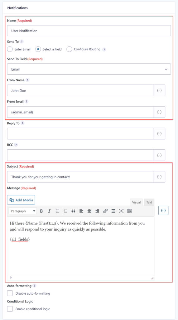 How to Configure Custom Notifications - Gravity Forms