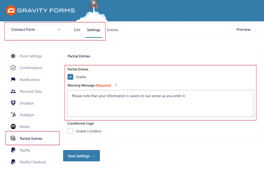 How to Capture Partial Form Entries - Gravity Forms