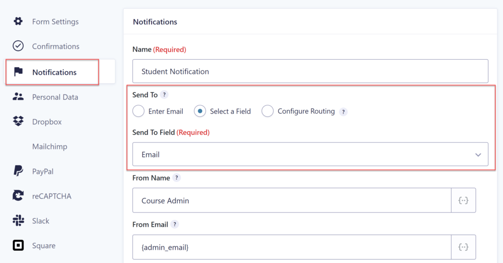 Creating a Course Registration Form