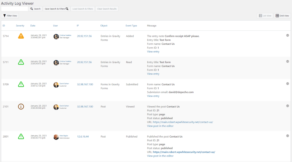 Keep Log of Changes in Forms & Settings