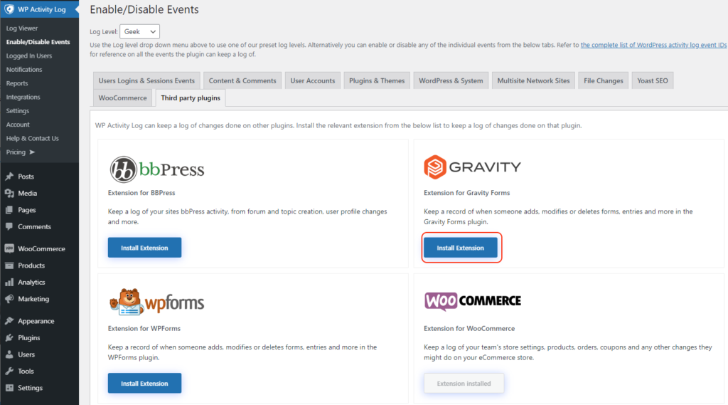 Keep Log of Changes in Forms & Settings