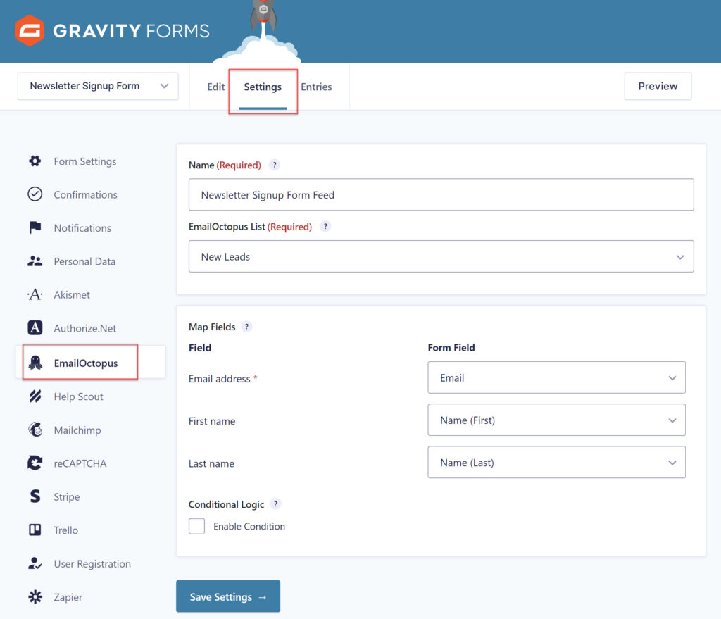 This Month's Featured Add-On... EmailOctopus - Gravity Forms