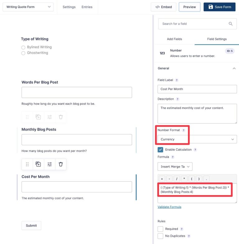 Gravity Forms Calculations Tutorial