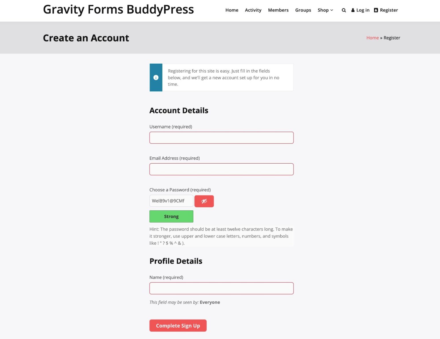 Gravity Forms BuddyPress Tutorial: Custom Registration Form