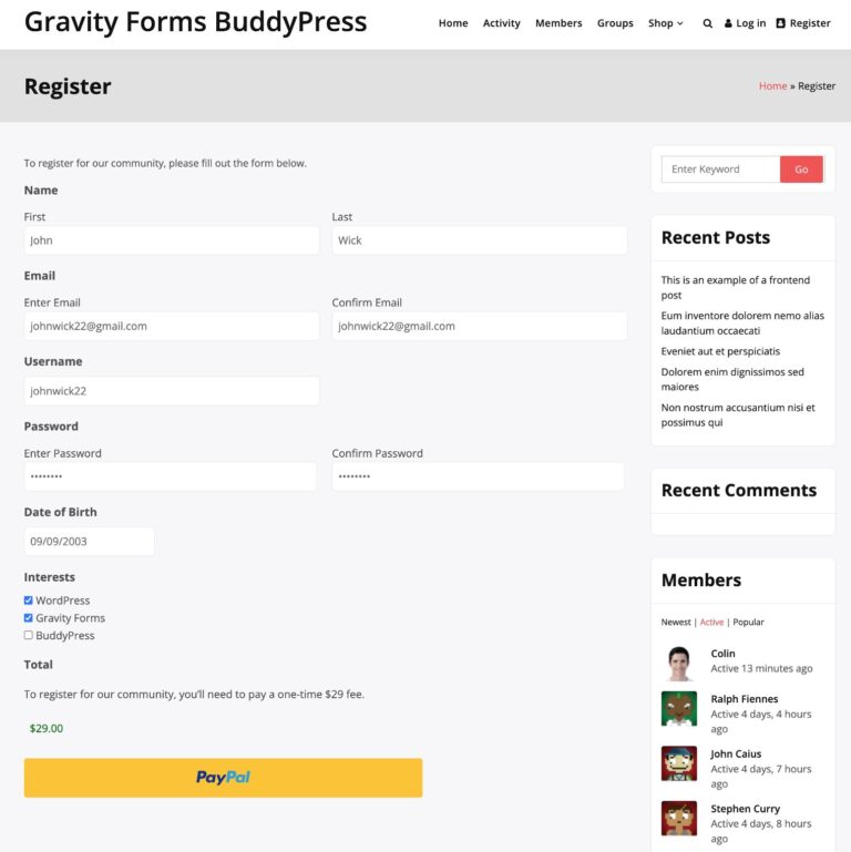 Gravity Forms BuddyPress Tutorial: Custom Registration Form
