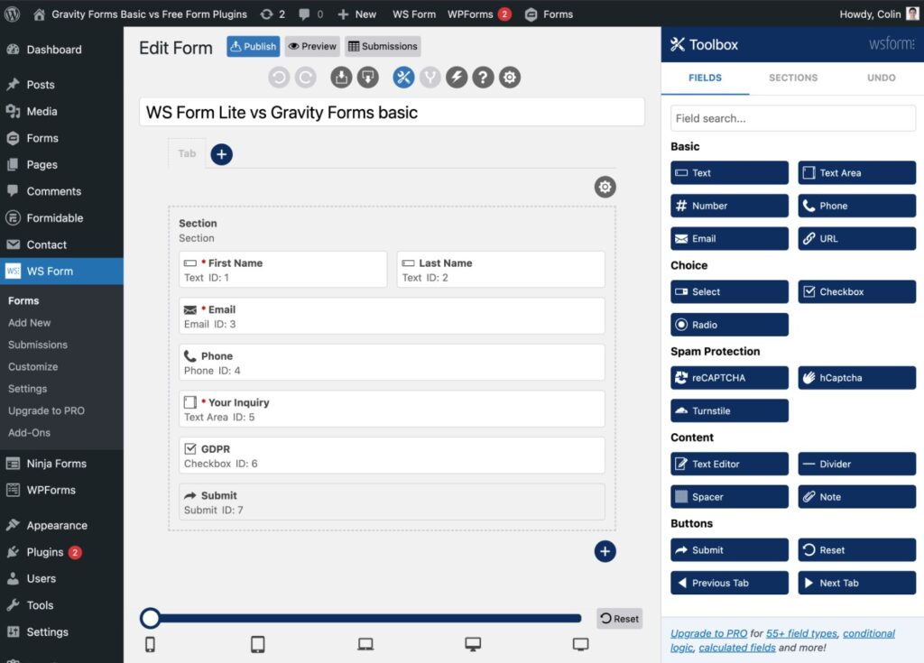 Gravity Forms Basic vs. Freemium WordPress Form Plugins - Gravity Forms