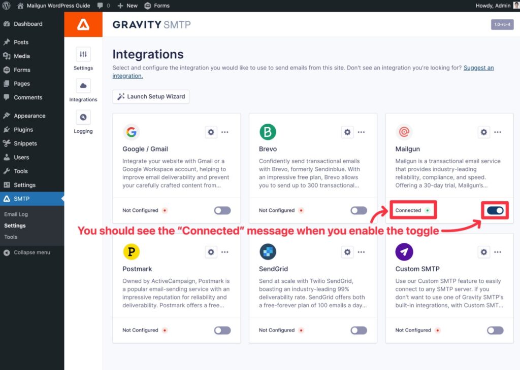 How to Configure WordPress to Send Email Using Mailgun - Gravity Forms