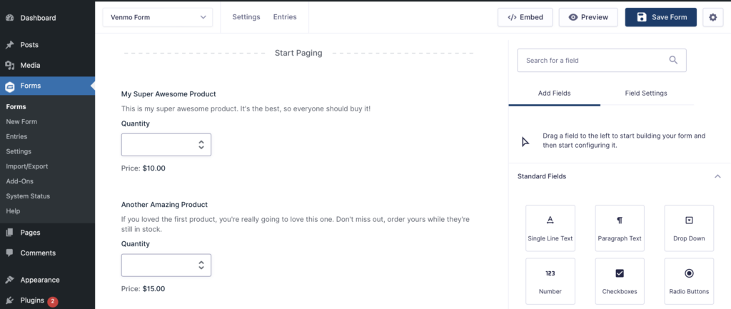 How to Accept Venmo Payments on WordPress - Gravity Forms