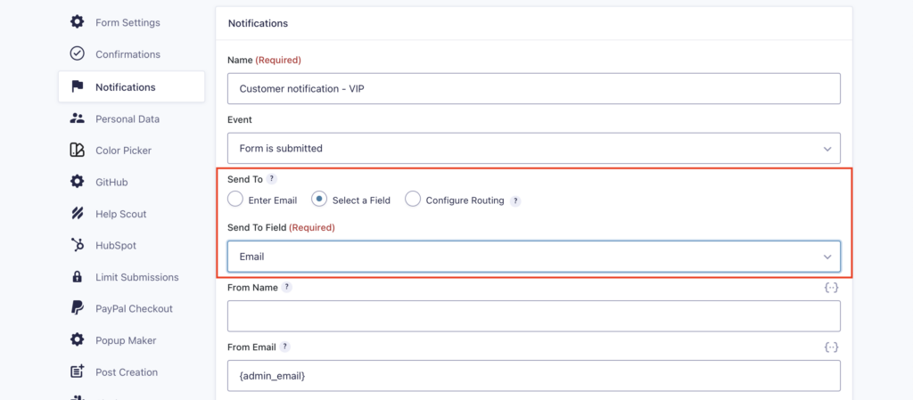 WordPress Form Notification Emails - Conditional Logic